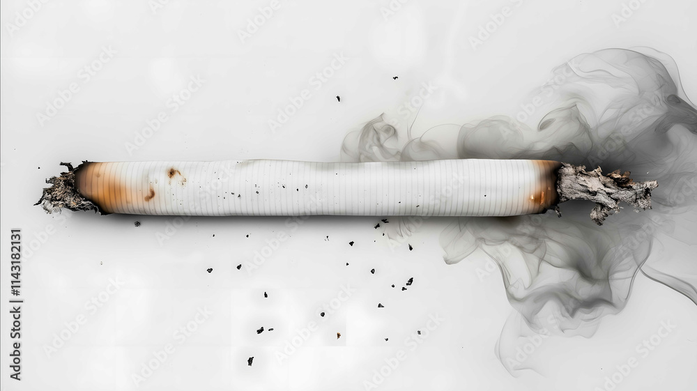 Make a hyper realistic cigarette that has been half burned keep all the ...
