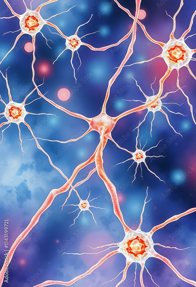 Background from nerve cells or neural networks with cell activity ...