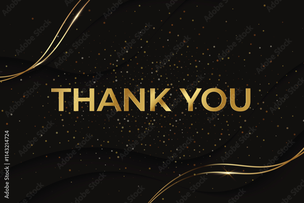 thank you card template design with golden luxury background Stock ...