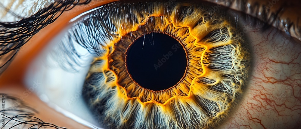 Extreme close-up of a human eye, showcasing intricate details of the ...