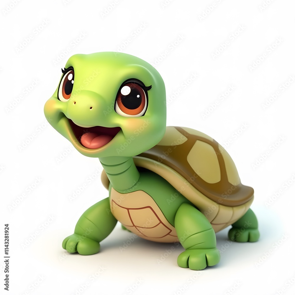 Cute 2D Cartoon Turtle Clipart for Kids Isolated on White Background ...