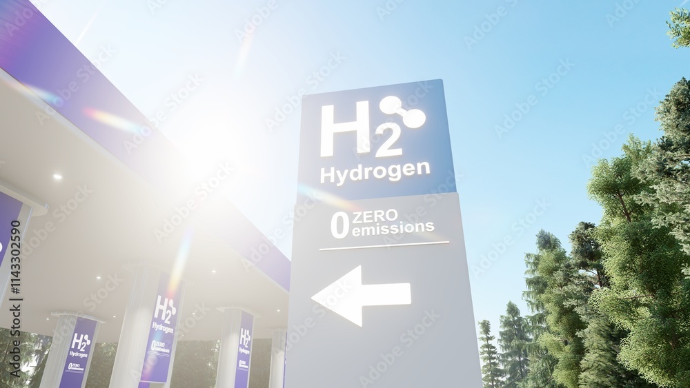 Hydrogen charging gas station. Hydrogen refueling the car on the ...