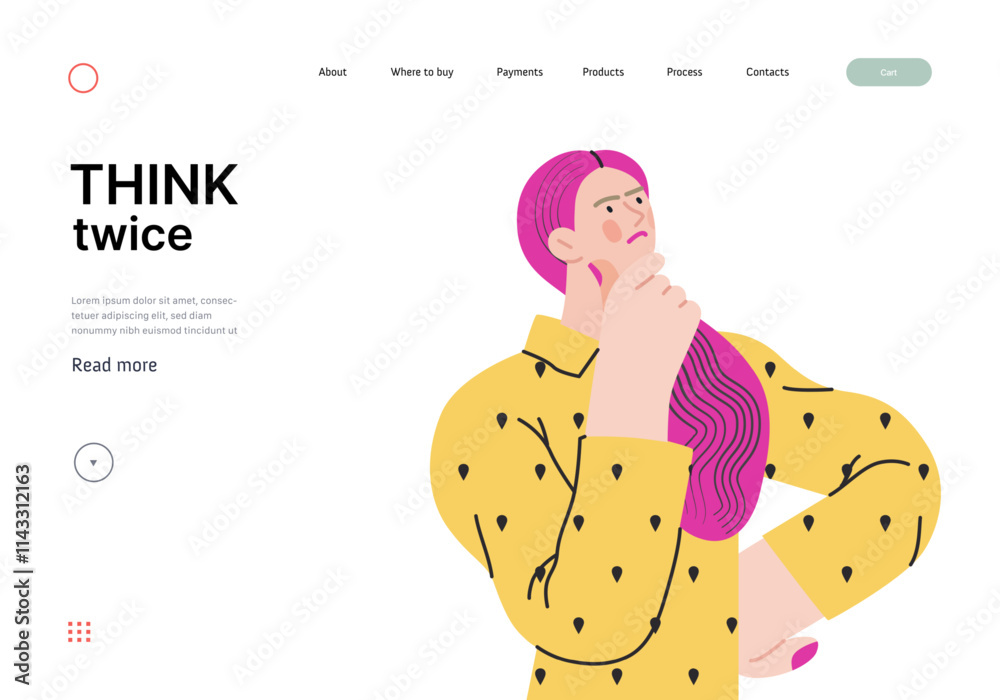 Thinking people, modern flat vector concept illustration- woman ...