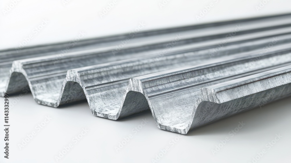 Corrugated galvanized steel roofing panel featuring a flat design ...