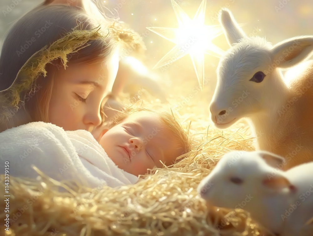 Generative AI Depiction of Baby Jesus in Nativity Scene Christmas ...