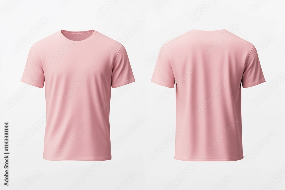 Pastel Pink T Shirt Mockup with Front and Back Views for Clothing ...