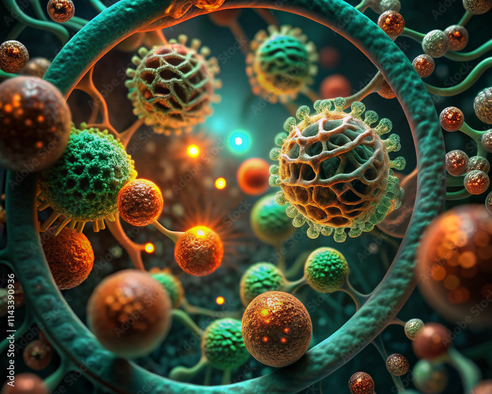 3d rendered illustration of dna cells inside new world Ilustración 3D ...