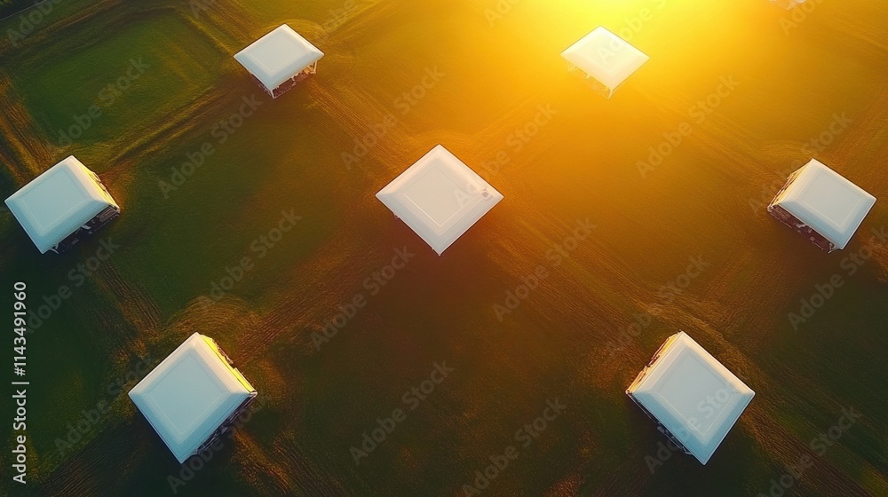Zoom Virtual Background: Aerial view of white tents on a green field ...