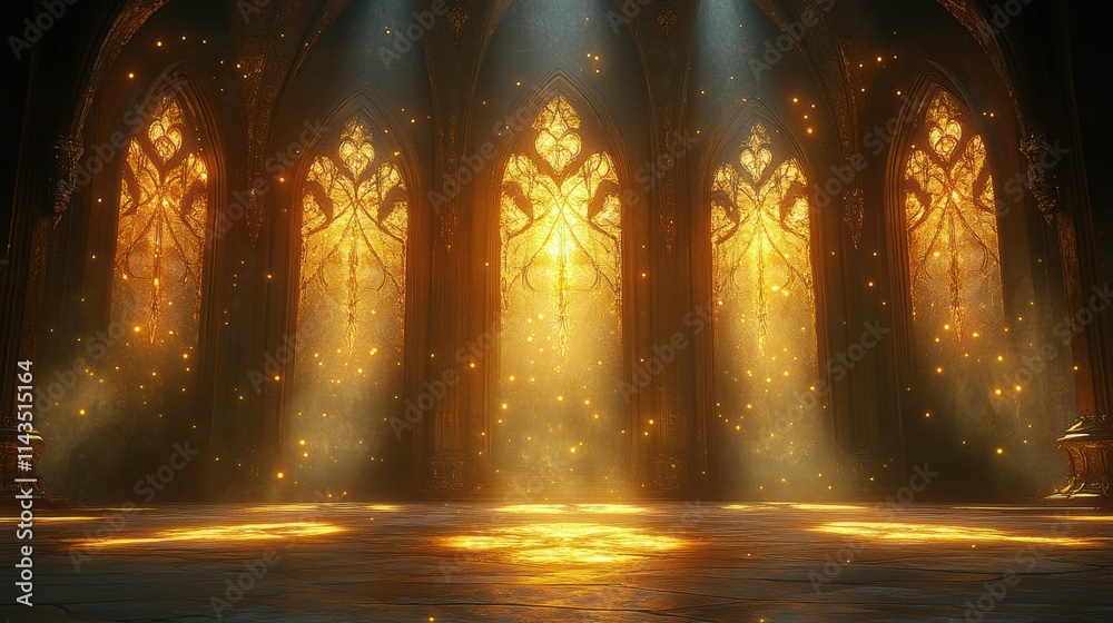 Zoom Virtual Background: Illuminated stained glass windows in a grand ...