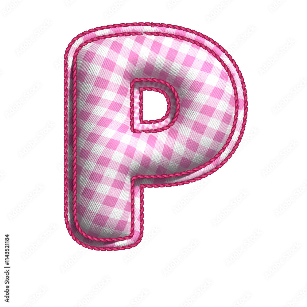 Pink Gingham alphabet letters P, PNG transparent Stock Illustration ...
