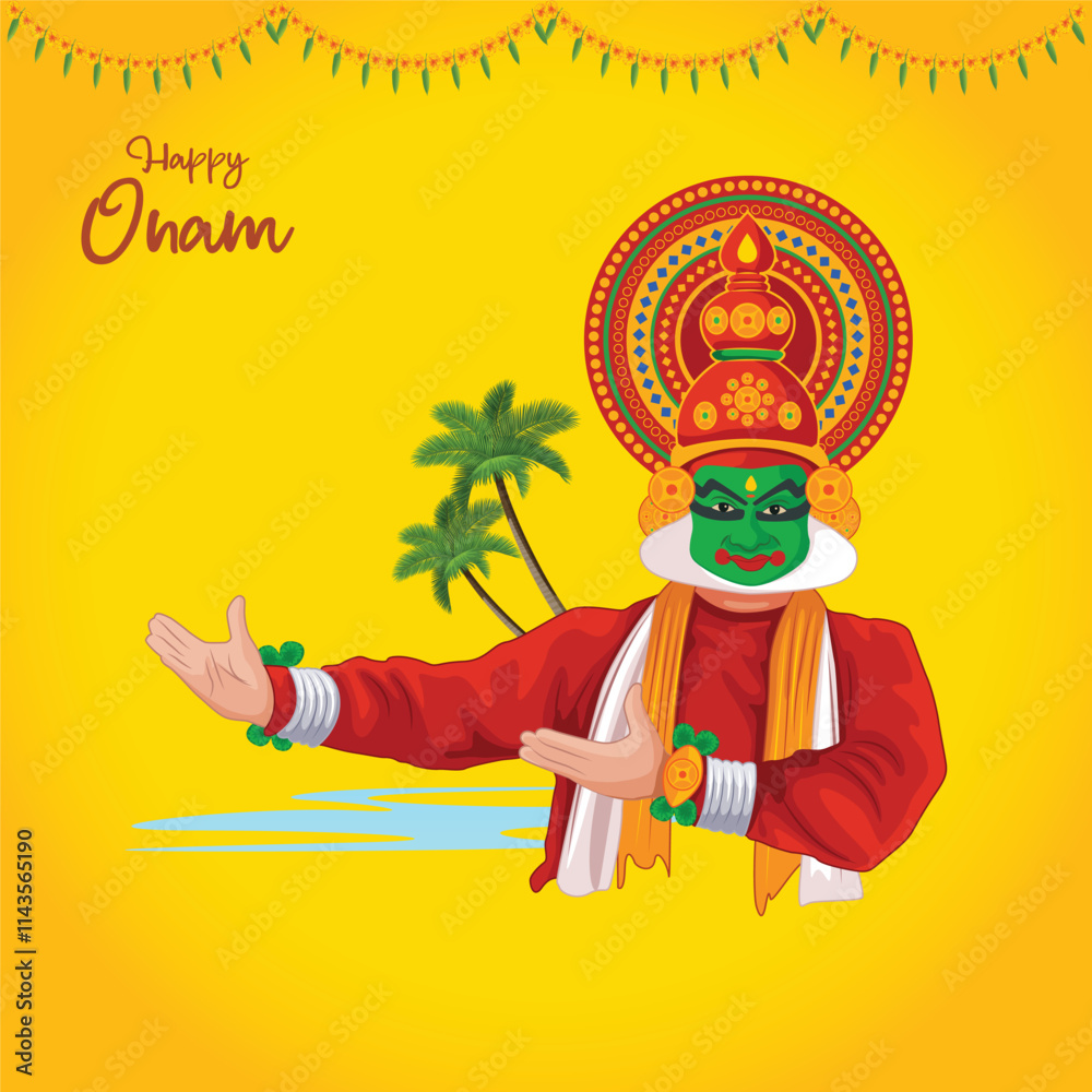Illustration of King Mahabali, Kathakali dancer in Onam traditional ...
