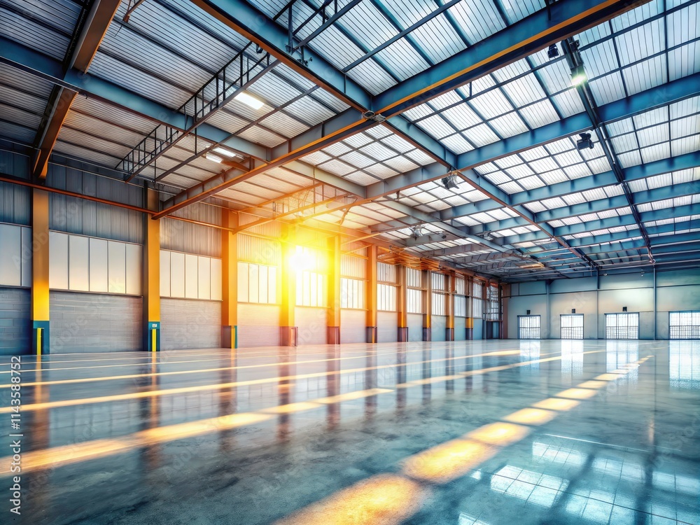 Empty industrial space photography: deep focus reveals architectural ...