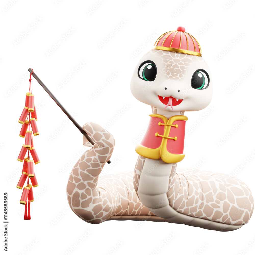 Chinese Snake Character Chibi 3D Model. Cute 3D Snake Character ...