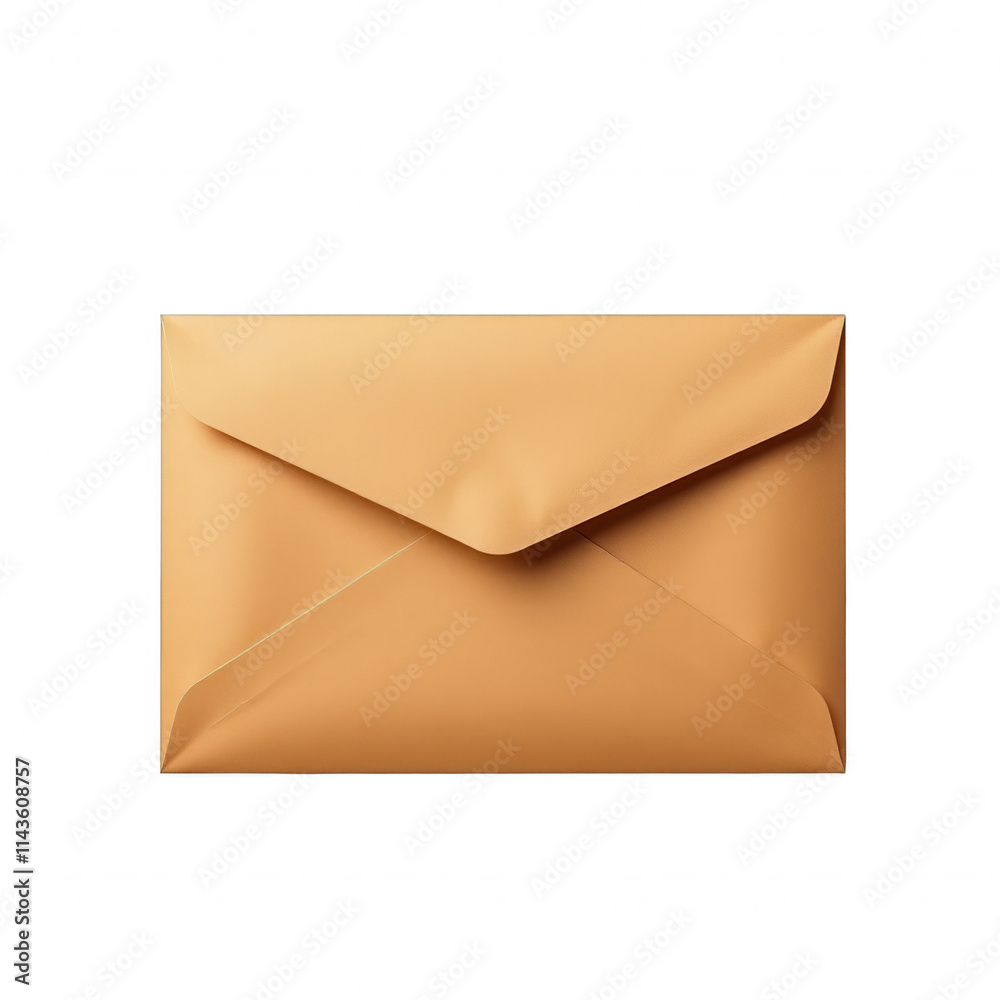 A vibrant orange envelope on transparent background, its smooth paper ...