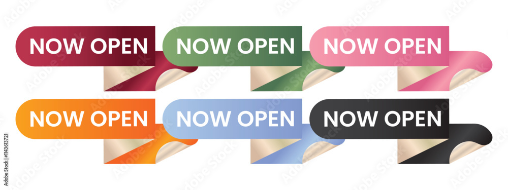 Now open label design in different colors Stock Vector | Adobe Stock