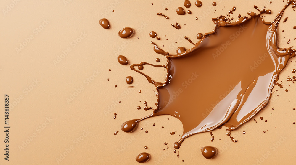 Beautiful dynamic coffee splash with many drops. Mocha color concept ...