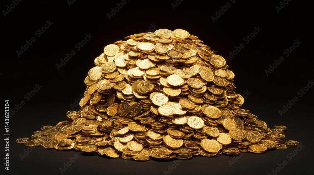 pile of gold coins forming mound, symbolizing wealth and prosperity ...