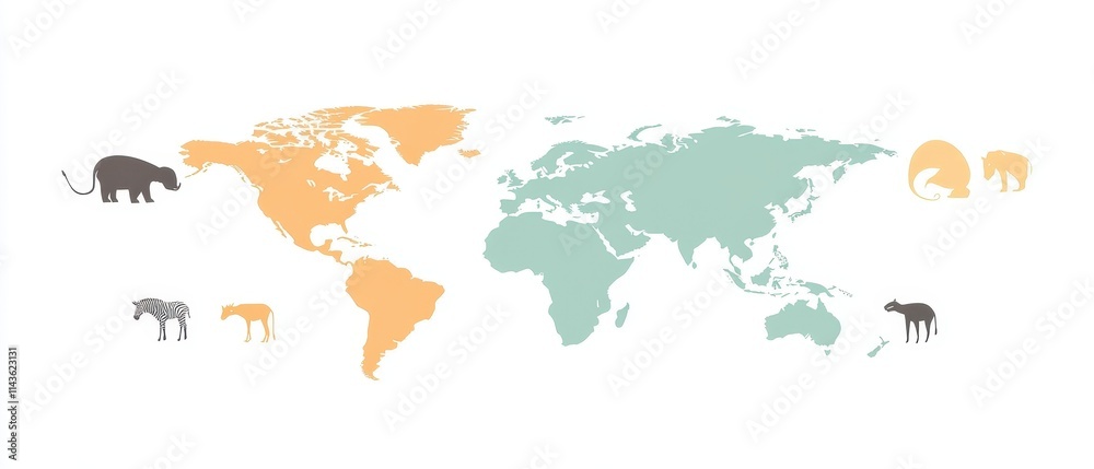 Ilustración de Stock World Map Showing Animal Habitats And Locations ...