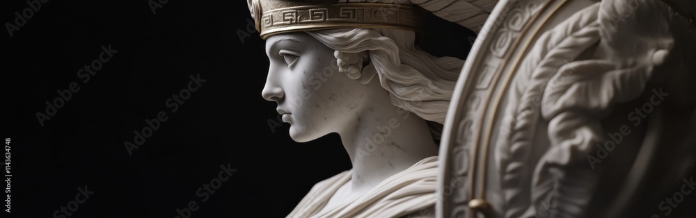 Detailed marble statue of Athena, the goddess of wisdom, showcased in ...