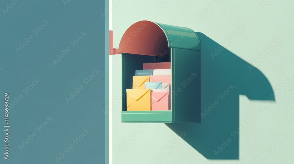 15.A vector illustration of an open mailbox containing letters in ...