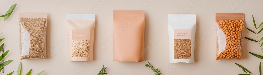 Animal feed business packaging concept. Flat-lay of packaging samples ...