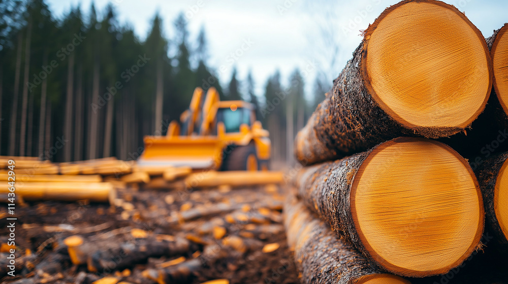 Logs in Forest with Bulldozer | Timber Harvesting, Logging Industry ...
