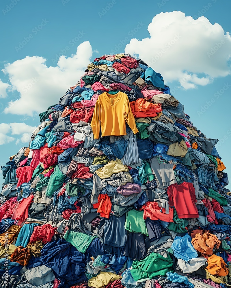 Overflowing pile of fast fashion clothing in a landfill Stock Photo ...