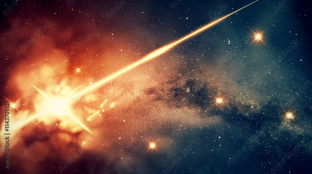 Glowing gamma ray symbol with radiant high-energy beam piercing through ...