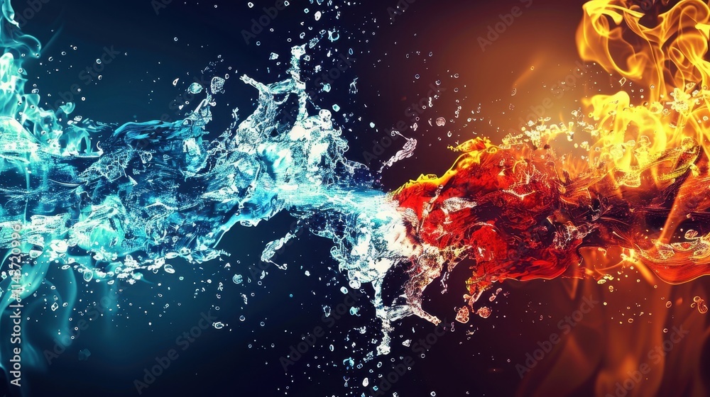 Fire vs ice in abstract texture, a creative design of hot flame vs ...