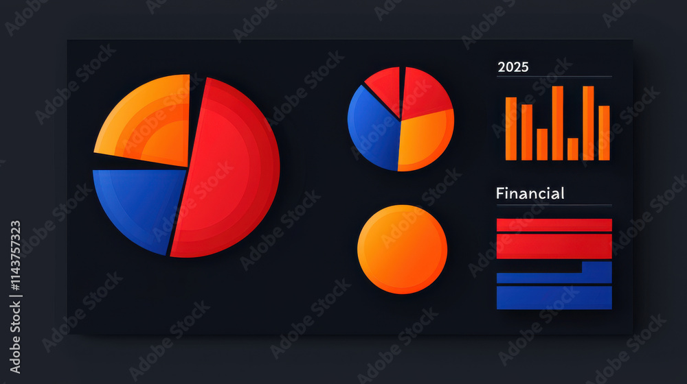 2025 Financial Planning concept. Digital dashboard displaying financial ...