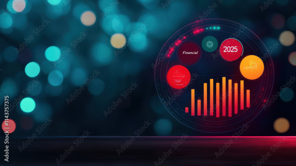 2025 Financial Planning concept. Digital dashboard displaying financial ...