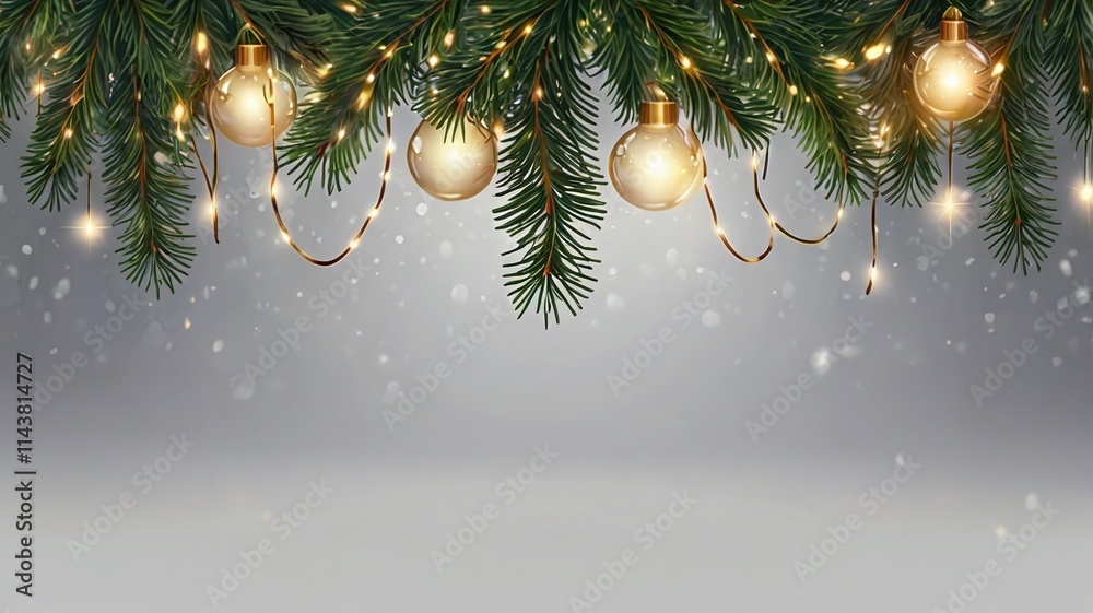 Christmas tree garland on transparent background. Realistic pine-tree ...