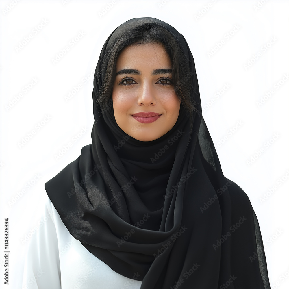 Beautiful middle eastern arabic muslim woman wearing abaya and hijab fashion portraits, Saudi ...