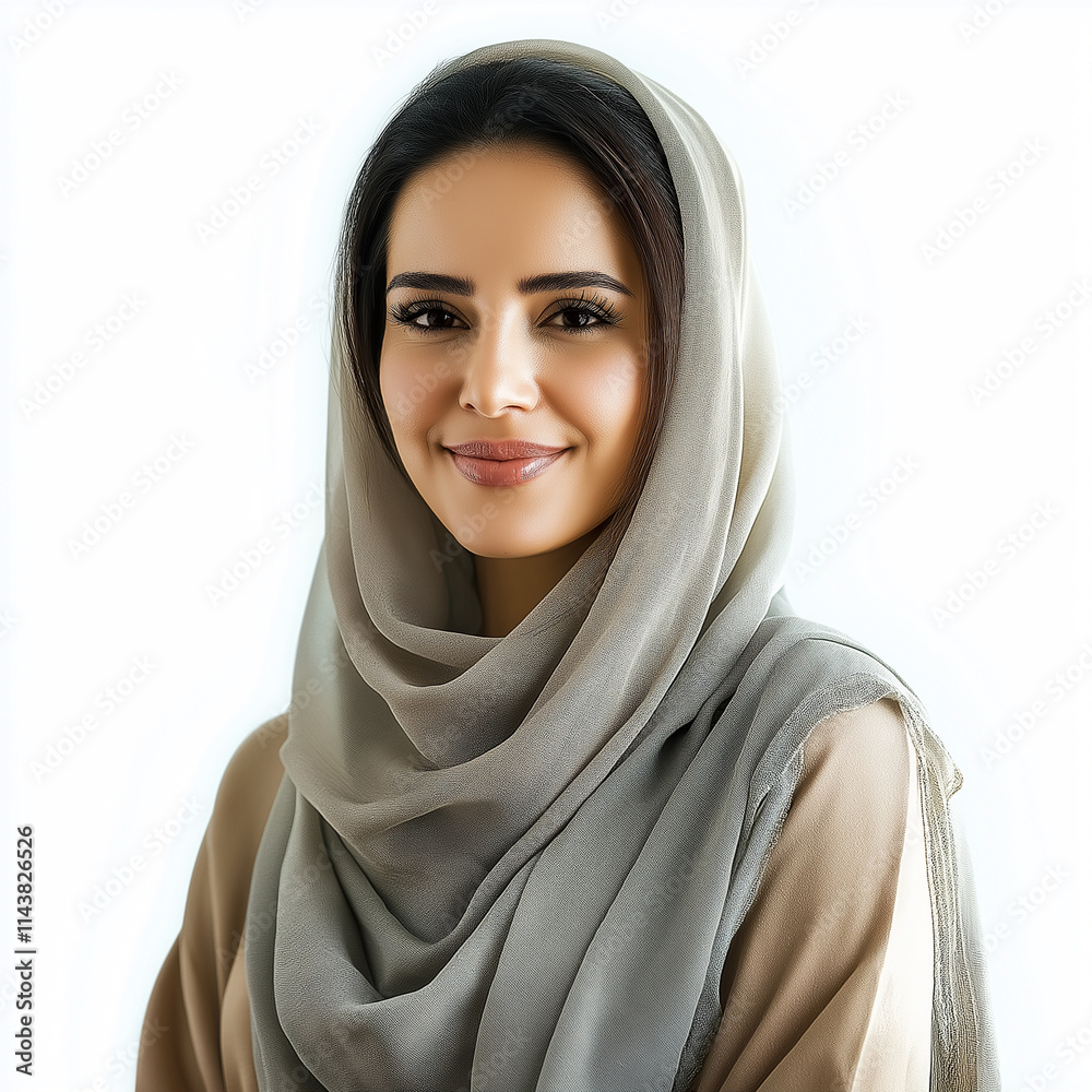 Beautiful middle eastern arabic muslim woman wearing abaya and hijab fashion portraits, Saudi ...