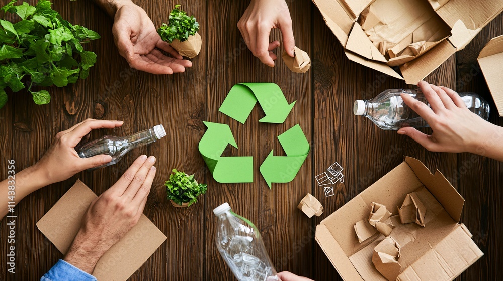 Innovative eco-marketing scene featuring experts working together on ...