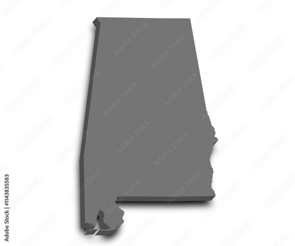 Stock-Illustration „3d Alabama Map state with color. AL map, outline ...