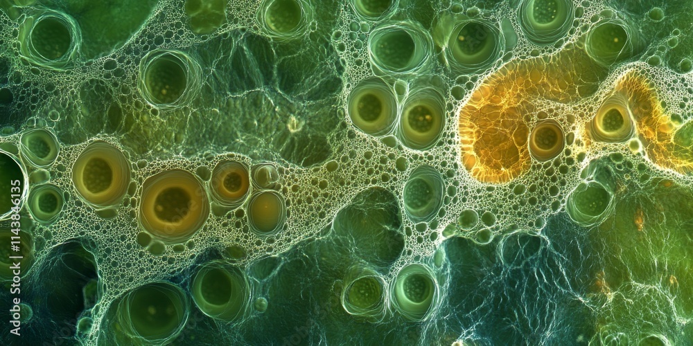 Live cell image of freshwater microalgae, specifically Botryococcus sp ...