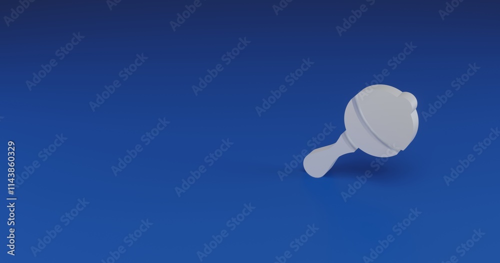 Isolated realistic white baby rattle symbol with shadow. Located on the ...