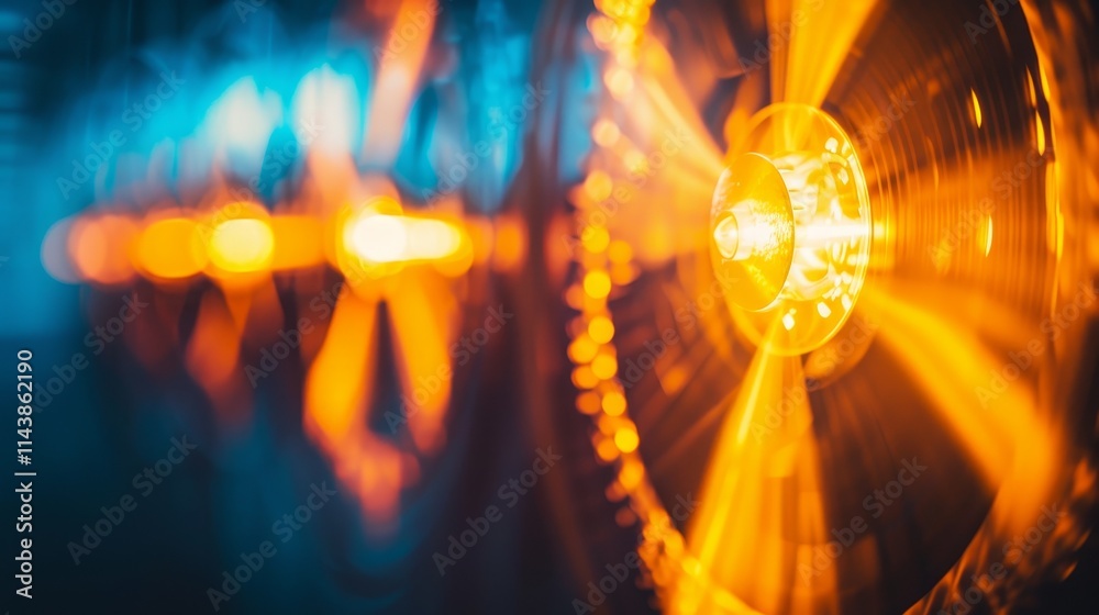 Glowing gamma ray symbol with radiant high-energy beam piercing through ...