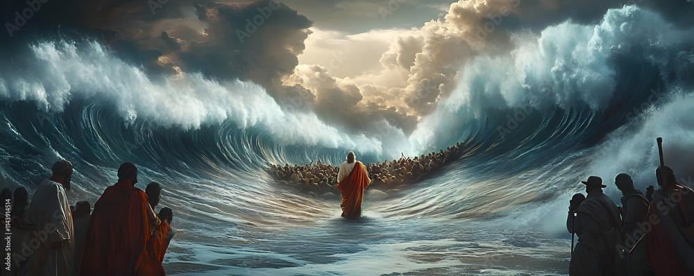 Moses separate the sea in exodus. Israelites crossing the red sea ...