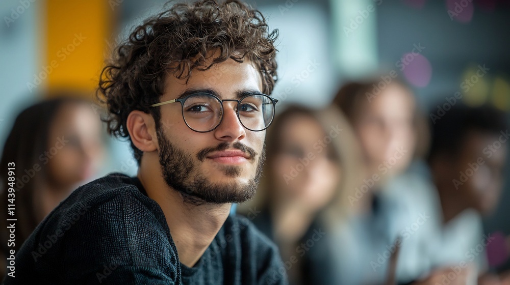 Diverse group of students working together on a creative project in a ...