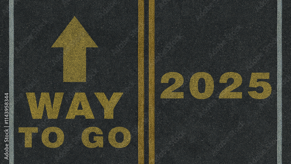 Road to 2025 - Forward Journey with Arrow and Milestone Markings Stock ...