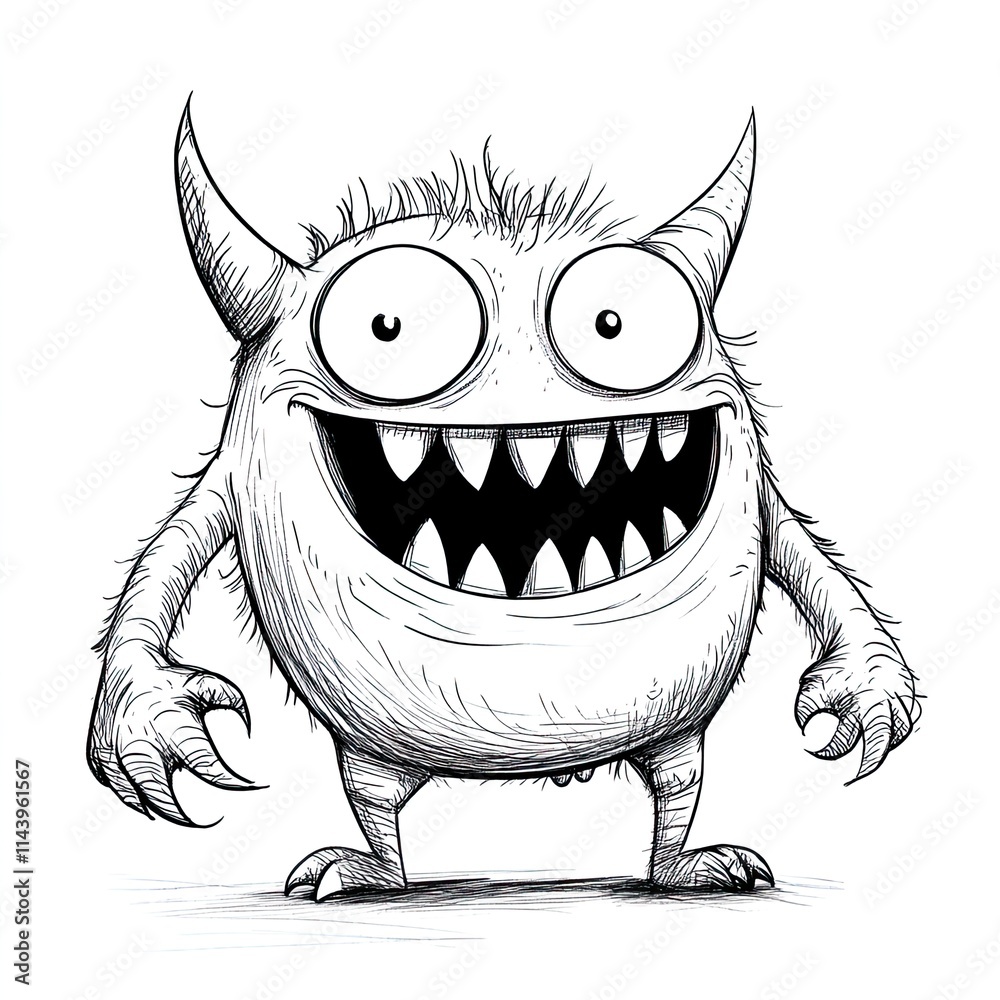 Simple Monster Doodle Coloring Page for Kids: Fun, Easy, Printable ...