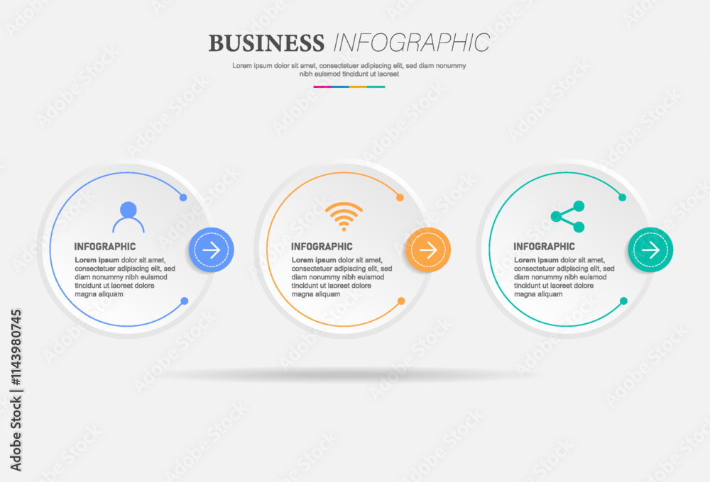 Vector infographic design UI template colorful gradient 3 step option ...