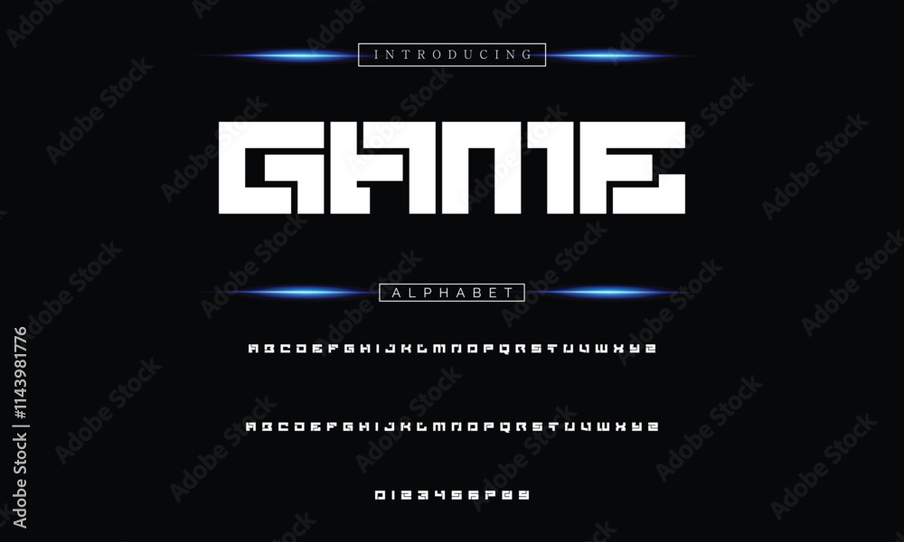 Modern techno font, futuristic line type of english alphabet letters ...