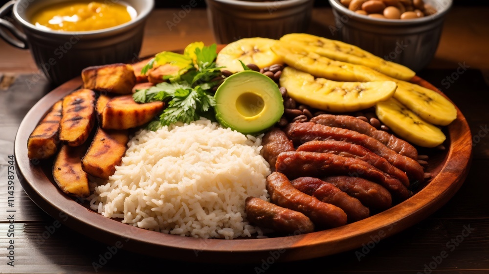 Mouth watering Colombian Bandeja Paisa Platter Featuring a Delightful ...
