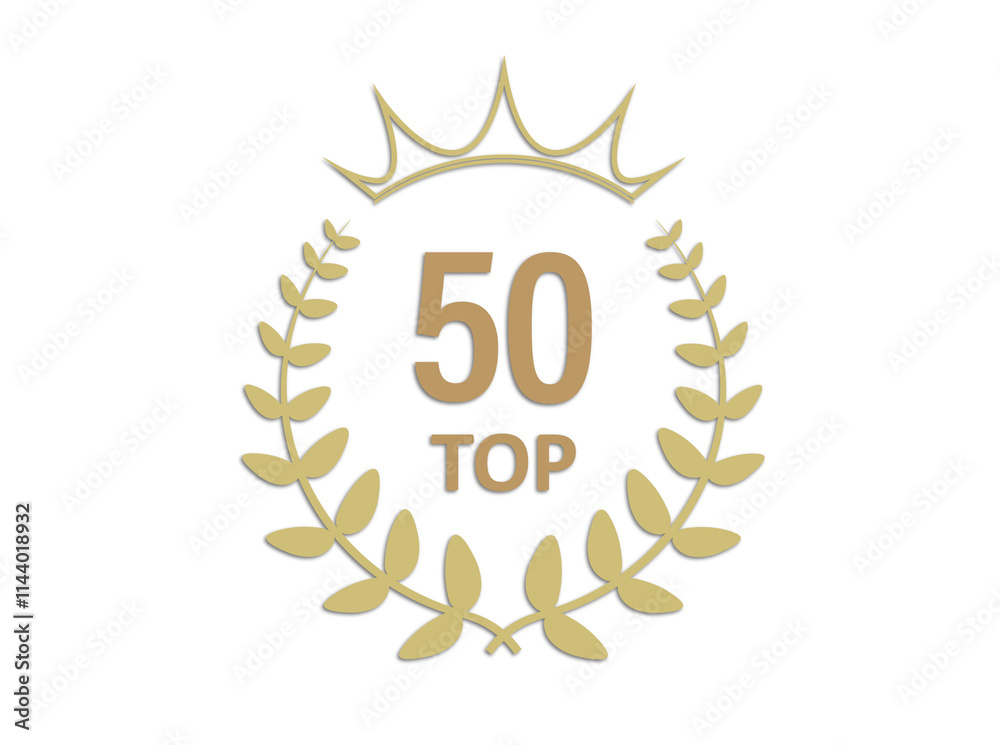 "top 50" badge. with laurel wreath on a transparent background. best ...