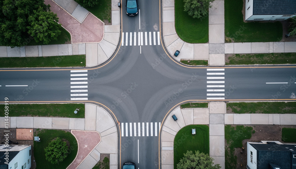 Urban street texture showing the distribution of asphalt, concrete ...