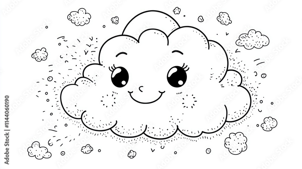 Adorable Cloud Coloring Page for Kids. Fun Printable Activity for ...