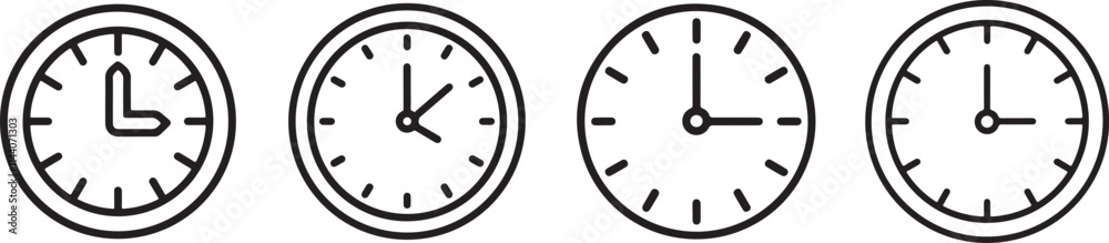 Clock Outline icon set vector on transparent background Stock Vector ...